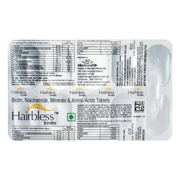 Hairbless Tablet 10'S - Price, Uses, Side Effects | Netmeds