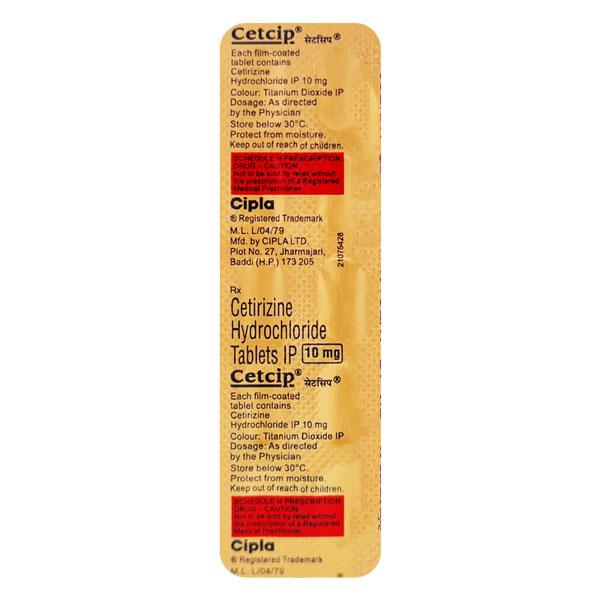 Cetcip 10mg Tablet 10'S Price, Uses, Side effects, Substitutes | Netmeds