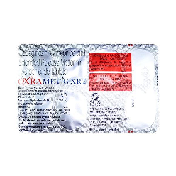 OXRAMET G XR 10/2/1000 Tablet 7's Price, Uses, Side effects ...