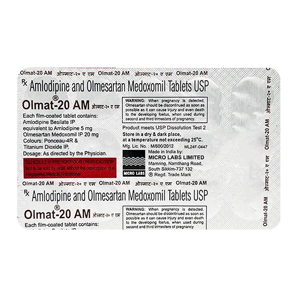 OLMAT AM 20 Tablet 15's : Price, Uses, Side Effects | Netmeds