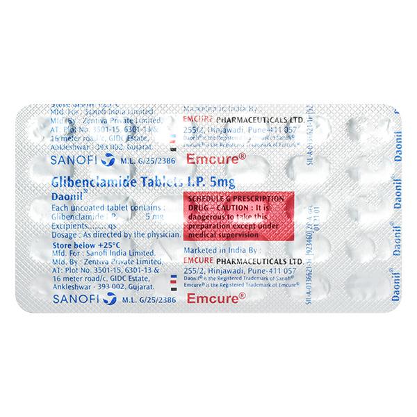 Daonil 5mg Tablet 30'S : Price, Uses, Side Effects | Netmeds