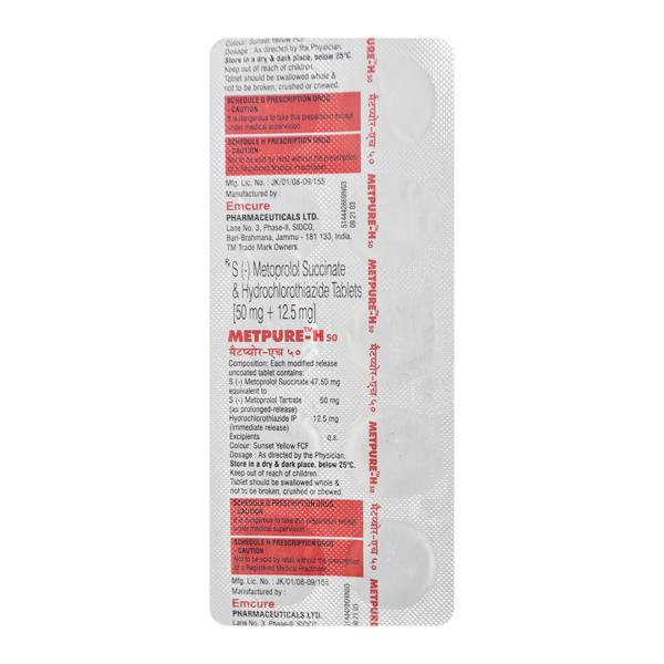 Metpure H 50mg Tablet 10'S : Price, Uses, Side Effects | Netmeds