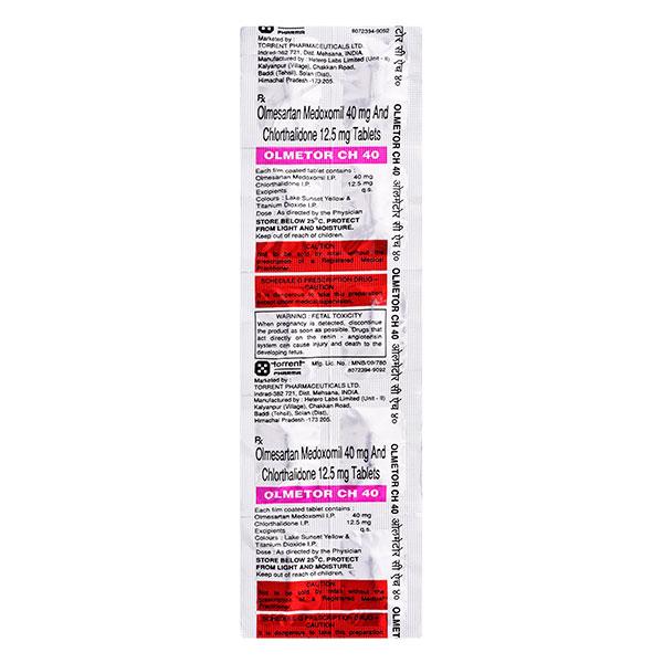 Olmetor CH 40mg Tablet 10'S : Price, Uses, Side Effects | Netmeds