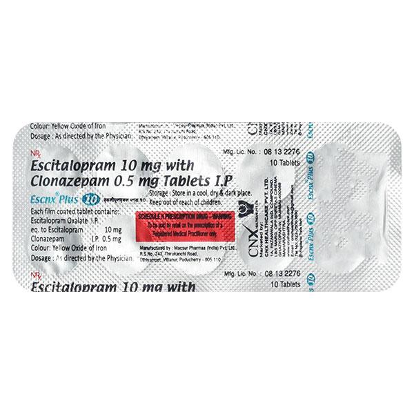 ESCNX PLUS 0.5/10 Tablet 10's - Price, Uses, Side Effects, and ...
