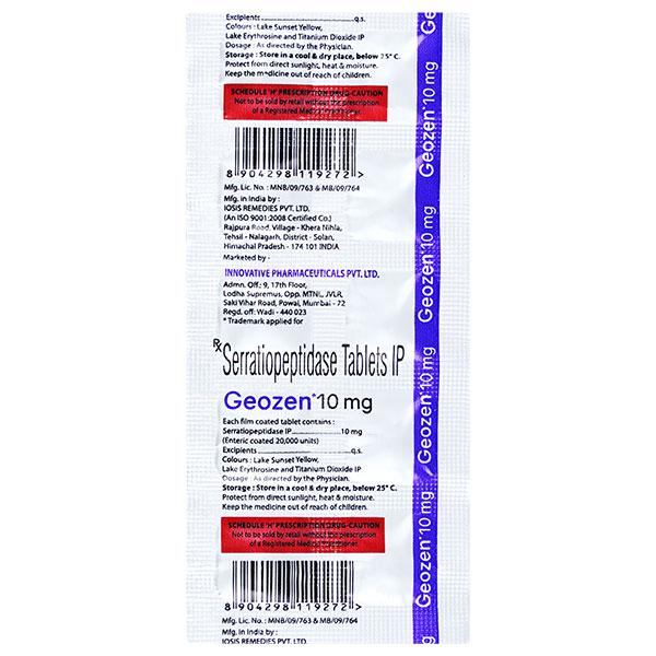 GEOZEN 10mg Tablet 10's Price, Uses, Side effects, Substitutes | Netmeds