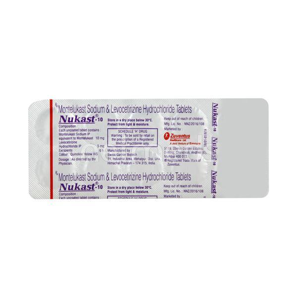 Buy Nukast 10mg Tablet 10'S Online at Upto 25% OFF | Netmeds