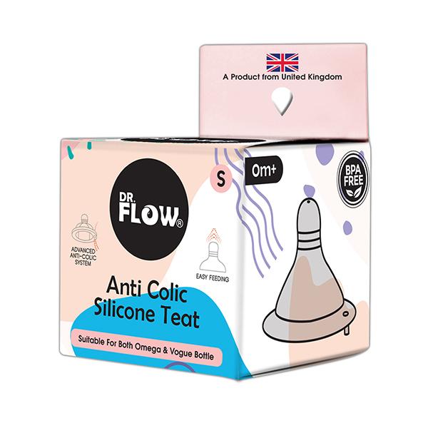 Dr.Flow Anti Colic Silicone Teat - Small (Pack of 2) for Colic-Reducing ...