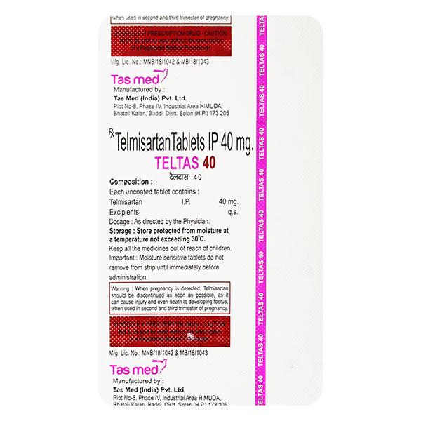 TELTAS 40 Tablet 15's : Price, Uses, Side Effects | Netmeds