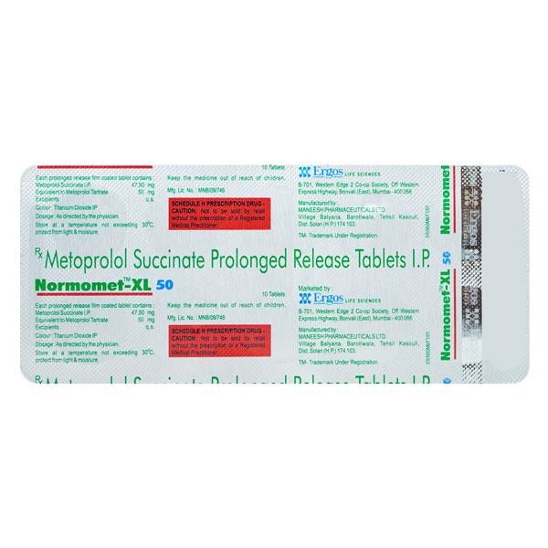 NORMOMET XL 50mg Tablet 10's : Price, Uses, Side Effects | Netmeds