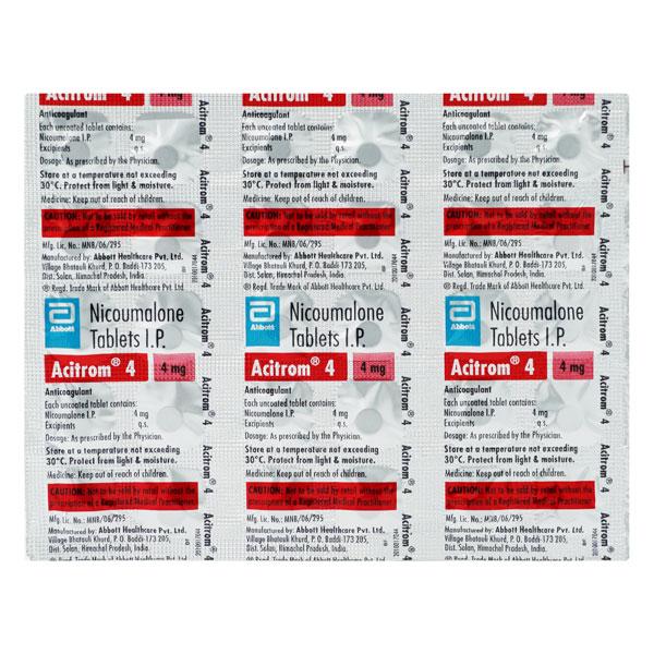 Acitrom 4mg Tablet 30'S - Price, Uses, Side Effects | Netmeds