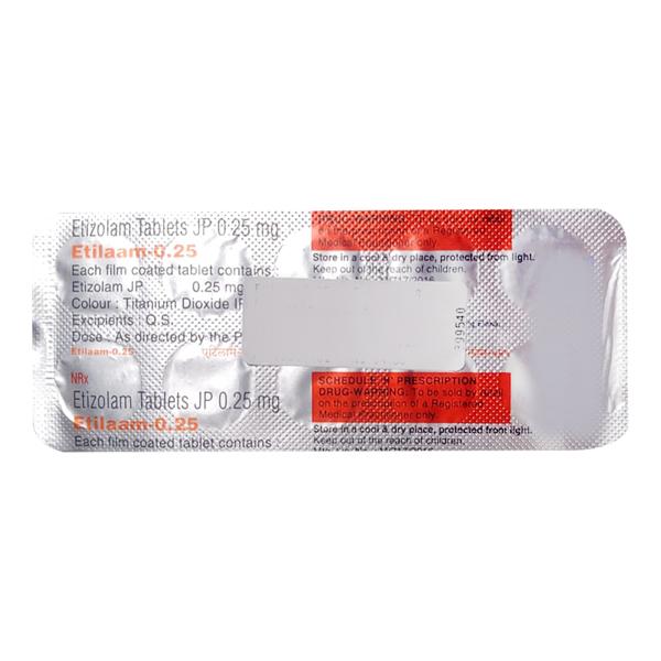 Etilaam 0.25mg Tablet 10'S - Price, Uses, Side Effects, and Substitutes ...
