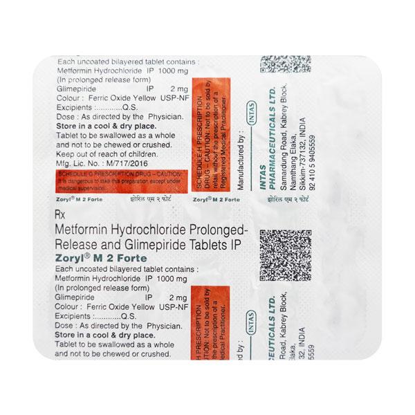 Zoryl M2 Forte Tablet 15'S : Price, Uses, Side Effects | Netmeds