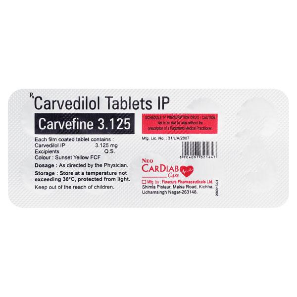 CARVEFINE 3.125 Tablet 10's : Price, Uses, Side Effects | Netmeds