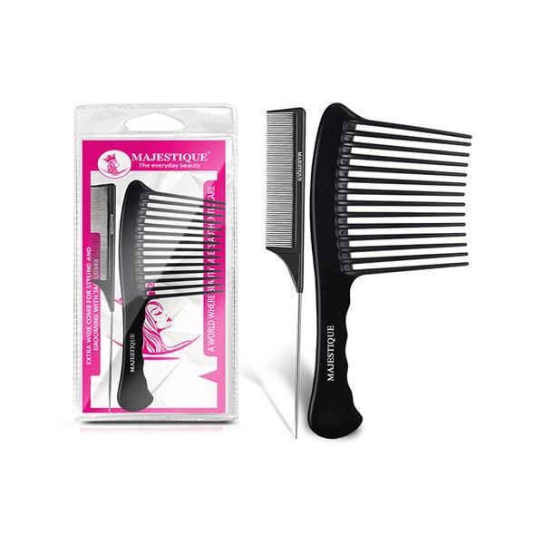 Buy Majestique Extra Wide Comb for Styling and Grooming with Tail comb ...