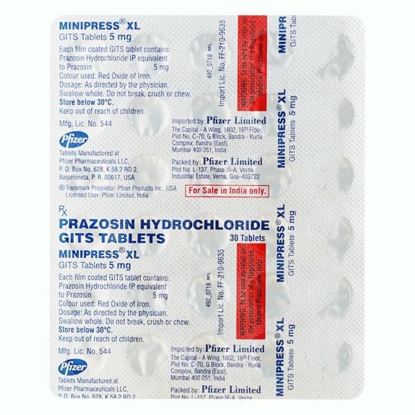 Buy Minipress XL 5mg Tablet 30's Online @Upto 25% OFF | Netmeds