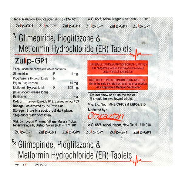 ZULIP GP 1 Tablet 10's : Price, Uses, Side Effects | Netmeds