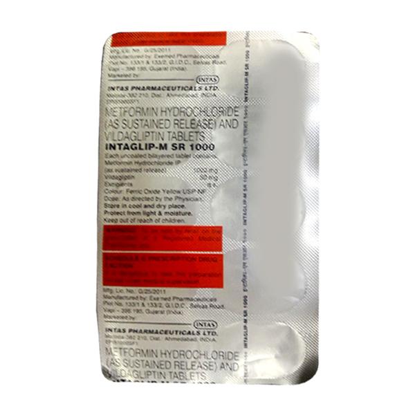 INTAGLIP M SR 1000 Tablet 10's Price, Uses, Side effects, Substitutes ...