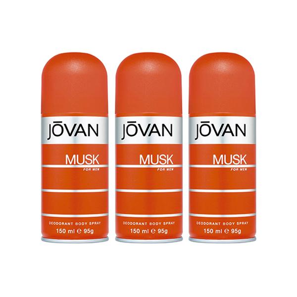 Buy Jovan Musk Deodorant Body Spray 150ml each 3's Online at Discounted ...