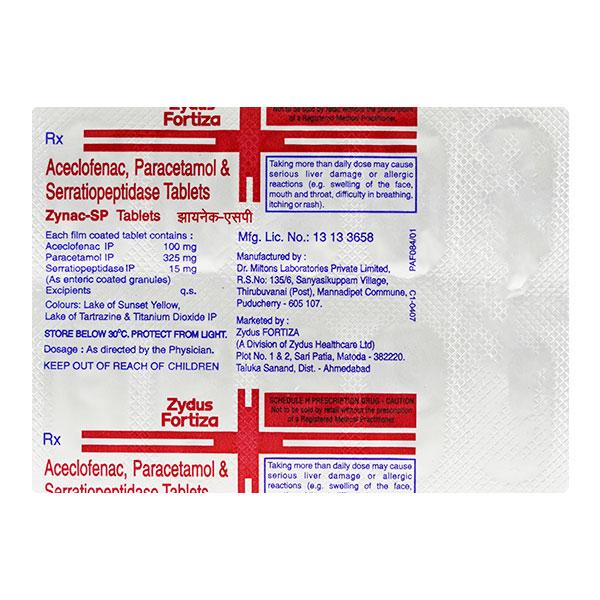 Buy Zynac SP Tablet 10'S Online at Upto 25% OFF | Netmeds