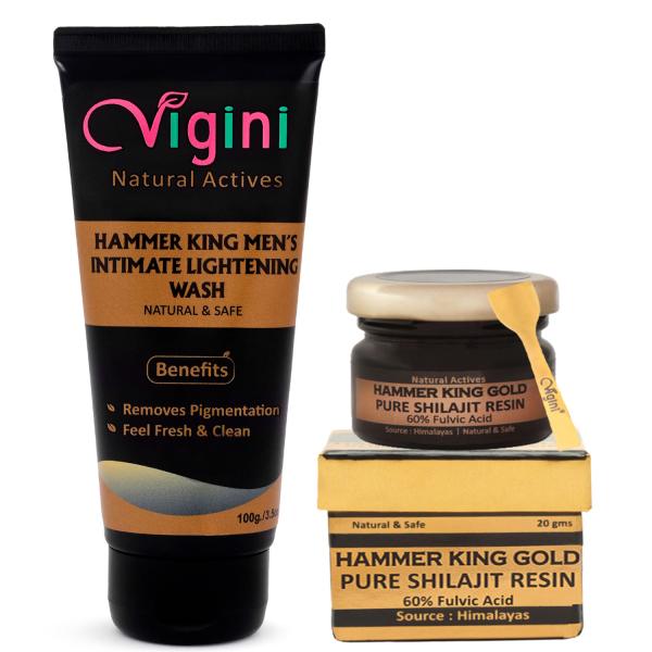 Vigini Hammer King Gold Pure Shilajit Resin 20 gm + Intimate Lightening ...