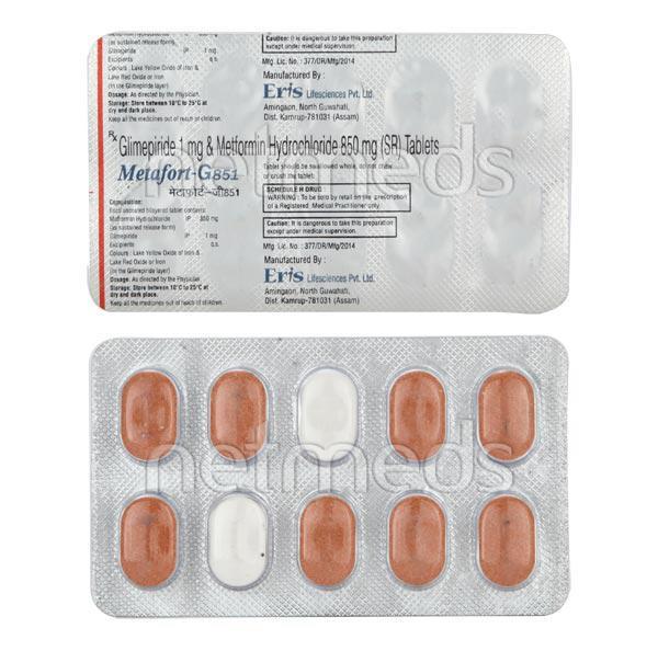 Metafort G 851mg Tablet 10'S : Price, Uses, Side Effects | Netmeds