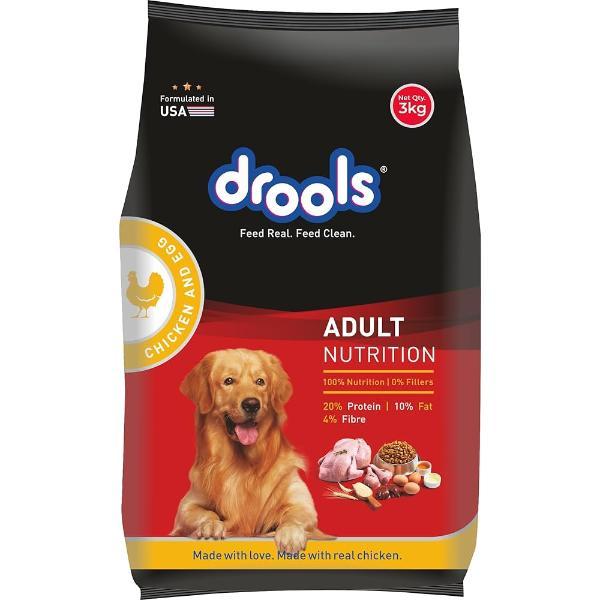 Drools Chicken & Egg Adult Dog Food 3 kg (With Free Drools Biscuit 400 ...