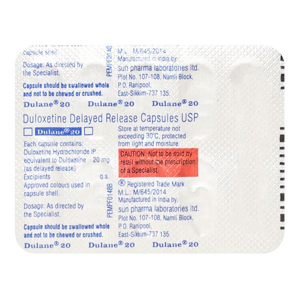 Dulane 20mg Capsule 10'S : Price, Uses, Side Effects | Netmeds
