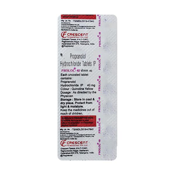 Prolol 40mg Tablet 10'S : Price, Uses, Side Effects | Netmeds