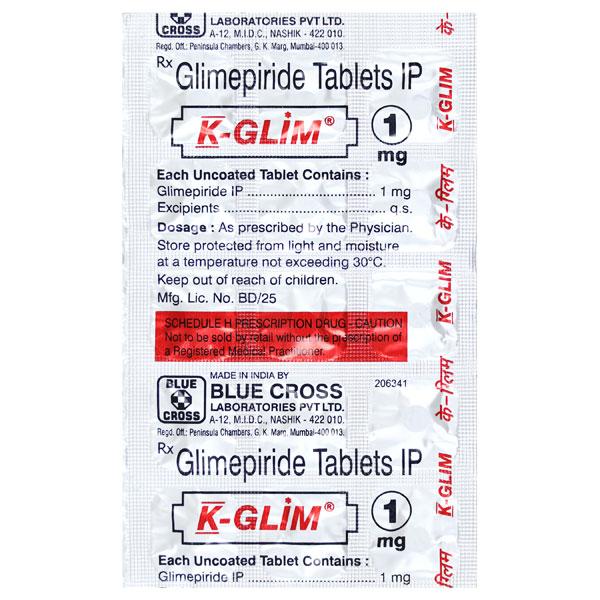 K Glim 1mg Tablet 15'S : Price, Uses, Side Effects | Netmeds