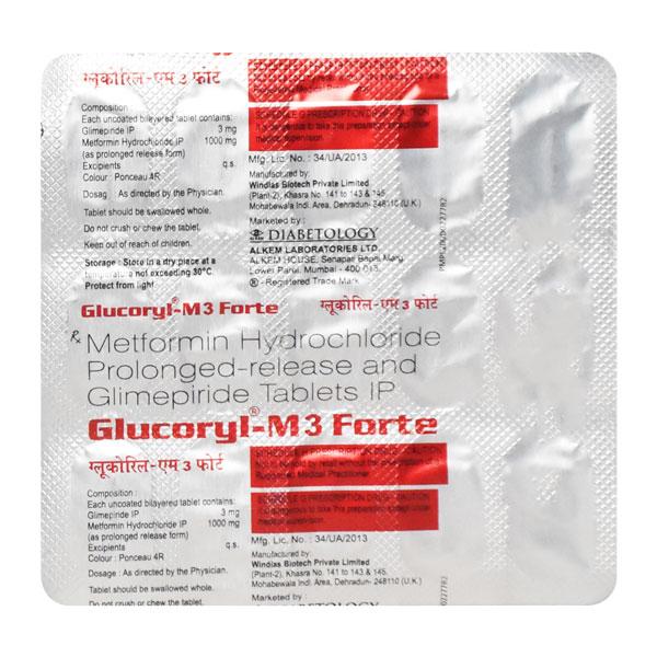 Glucoryl M3 Forte Tablet 15'S : Price, Uses, Side Effects | Netmeds