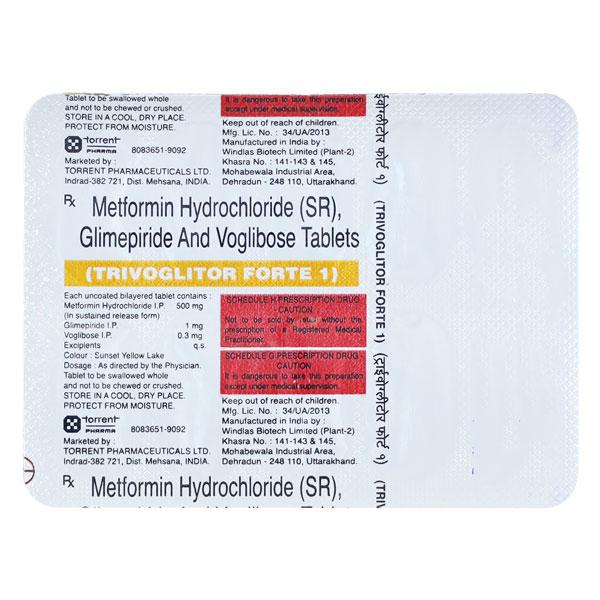 Trivoglitor Forte 1mg Tablet 10'S : Price, Uses, Side Effects | Netmeds