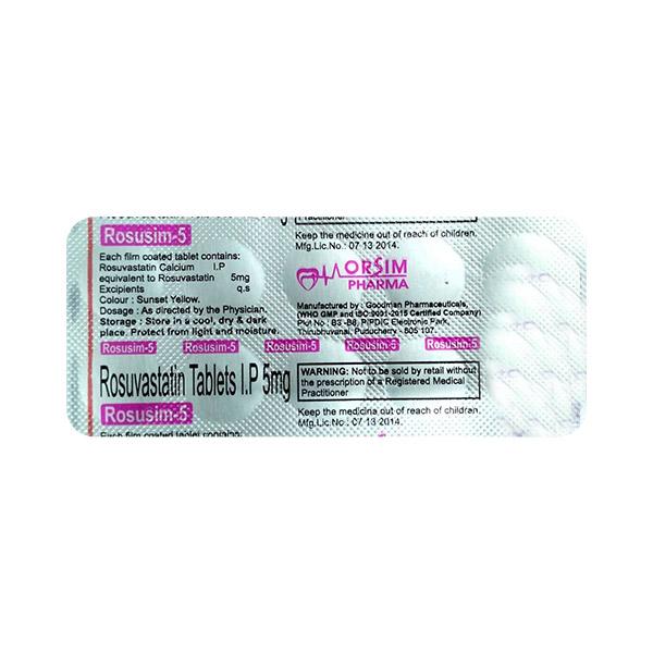 ROSUSIM 5mg Tablet 10's Price, Uses, Side effects, Substitutes | Netmeds