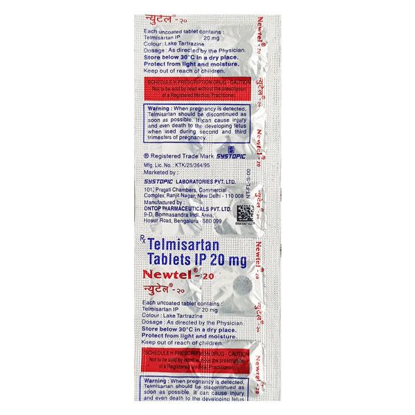 Newtel 20mg Tablet 10'S : Price, Uses, Side Effects | Netmeds