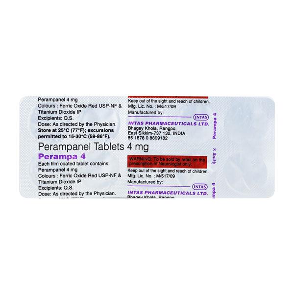 PERAMPA 4 Tablet 10's Price, Uses, Side effects, Substitutes | Netmeds