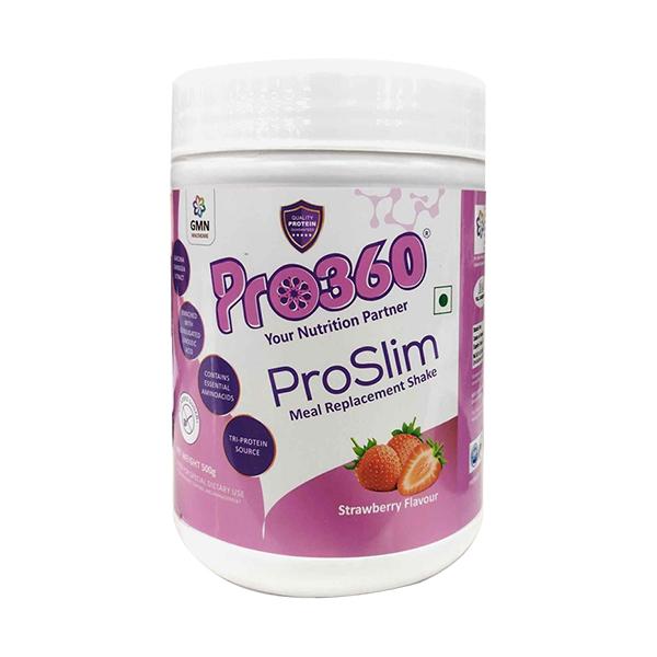 Buy Pro360 Slim Nutritional Powder - Strawberry Flavour 500 gm Online at Discounted Price | Netmeds