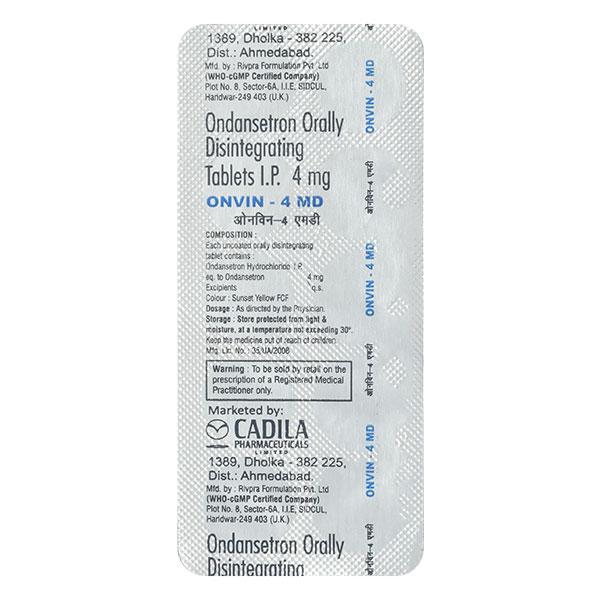 Onvin MD 4mg Tablet 10'S Price, Uses, Side effects, Substitutes | Netmeds