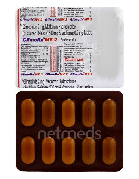 Glimulin MV 2mg Tablet 10'S : Price, Uses, Side Effects | Netmeds