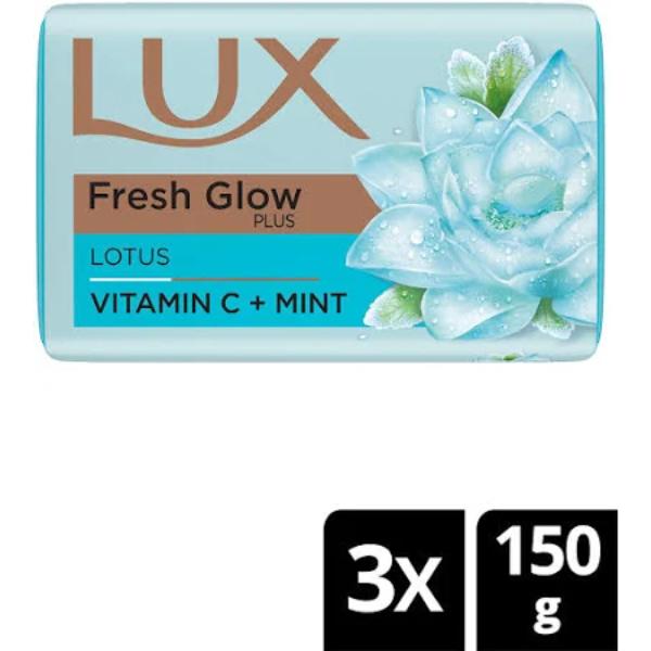 Lux Fresh Glow Plus Soap - Lotus Vitamin C + Mint (Pack of 3 x 150 gm)