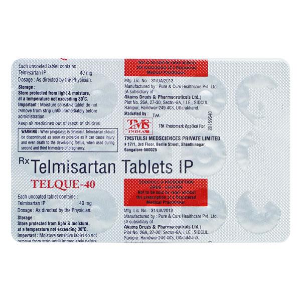 Telque 40 Tablet 15's : Price, Uses, Side Effects | Netmeds