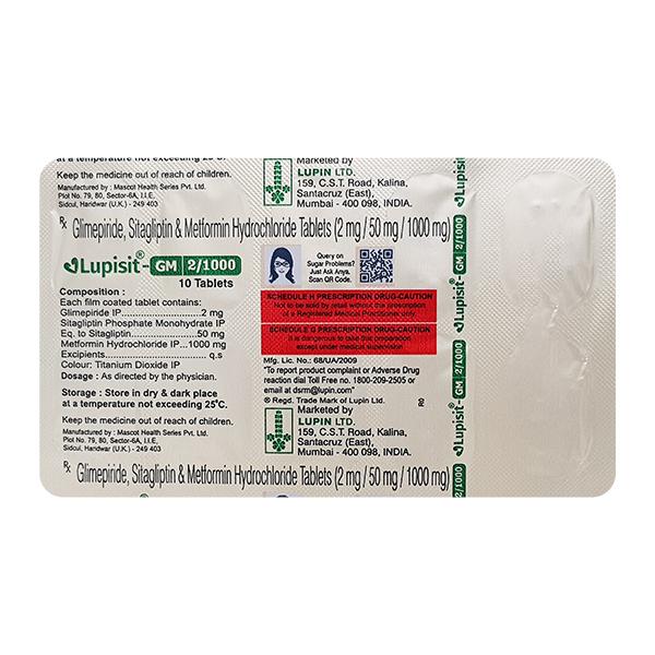 LUPISIT GM 2/1000 Tablet 10's Price, Uses, Side effects, Substitutes ...