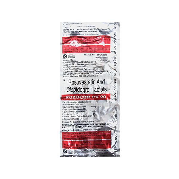 Buy ROZUCOR CV 20 Tablet 10's Online | Netmeds