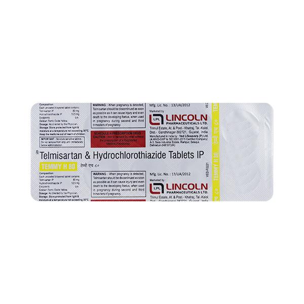 Temmy H 80/12.5mg Tablet 10'S : Price, Uses, Side Effects | Netmeds