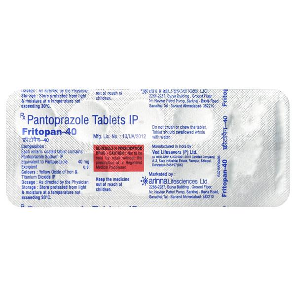 Fritopan 40mg Tablet 10'S : Uses, Side Effects, Price | Netmeds