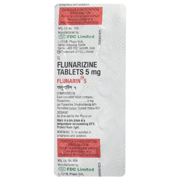 Flunarin 5mg Tablet 10'S : Price, Uses, Side Effects | Netmeds