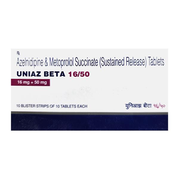 UNIAZ BETA 16/50 Tablet 10's Price, Uses, Side effects, Substitutes ...