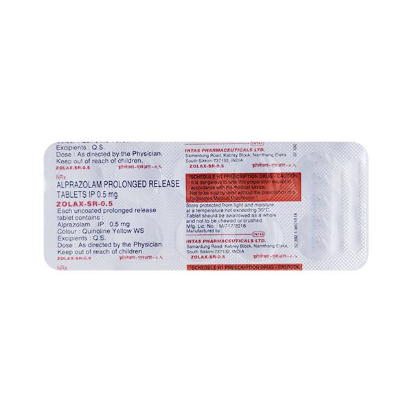 Zolax SR 0.5mg Tablet 10'S - Price, Uses, Side Effects, and Substitutes ...