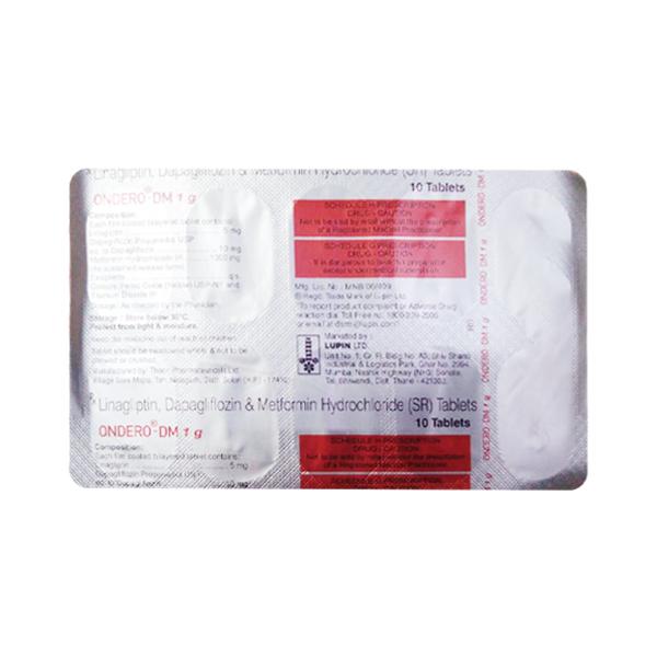 ONDERO DM 1g Tablet 10's Price, Uses, Side effects, Substitutes | Netmeds