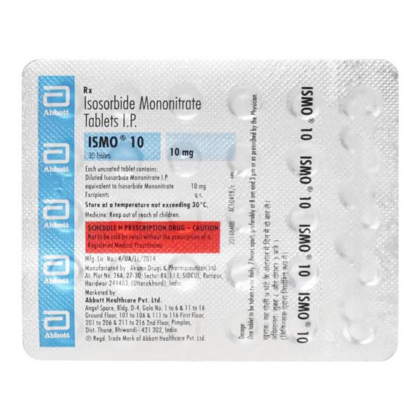 Buy Ismo 10mg Tablet 30'S Online at Upto 25% OFF | Netmeds