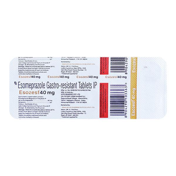 ESOZEST 40mg Tablet 10's Price, Uses, Side effects, Substitutes | Netmeds