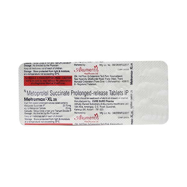 Metromax XL 25mg Tablet 10'S : Price, Uses, Side Effects | Netmeds
